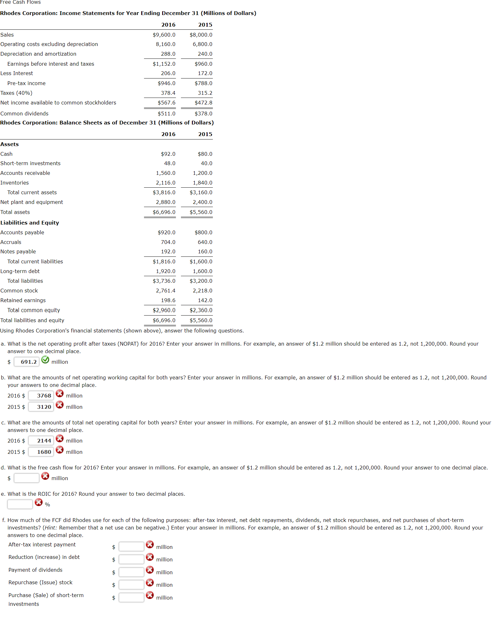 Solved Rhodes Corporation: Income Statements for Year Ending | Chegg.com