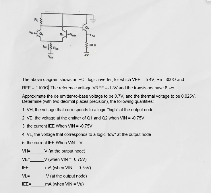 Solved Rc TH REF Vo les |} Pee 50 -2V VEE The above diagram | Chegg.com