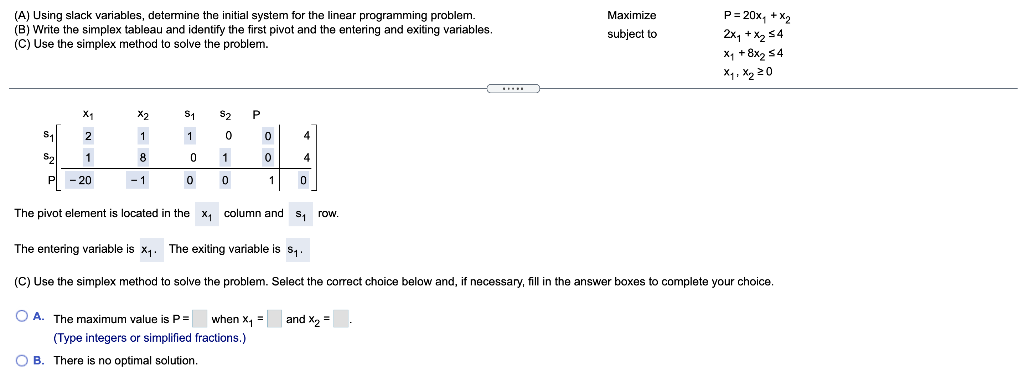 Solved Maximize (A) Using slack variables, determine the | Chegg.com