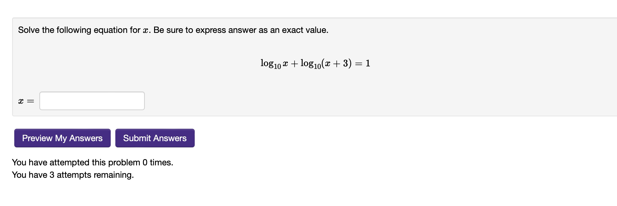 Solved Solve the following equation for x. Be sure to | Chegg.com