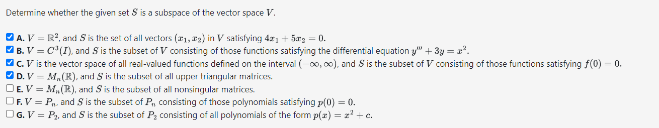 Solved Determine whether the given set S ﻿is a subspace of | Chegg.com