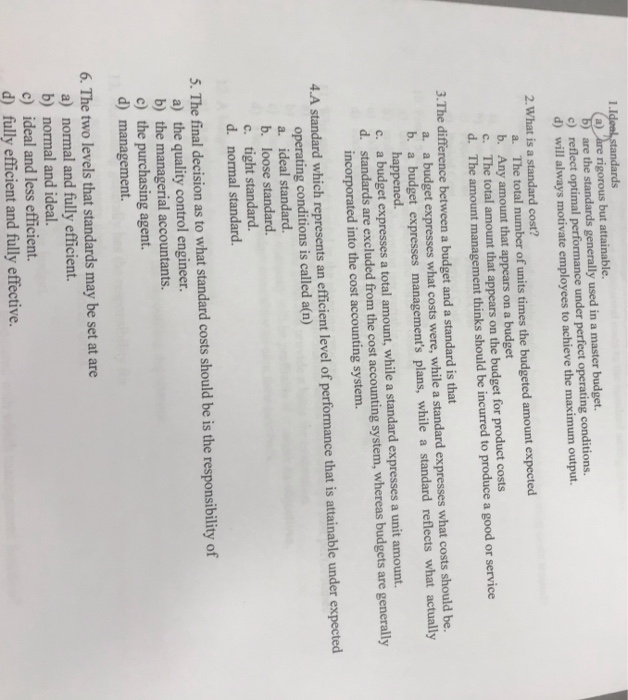 Solved 1.1 a) are rigorous but attainable. are the standards | Chegg.com