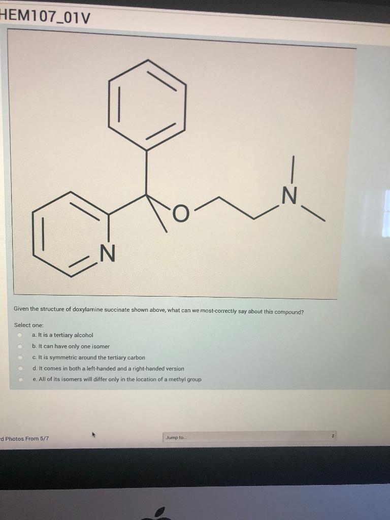 Solved Given the structure of doxylamine succinate shown | Chegg.com
