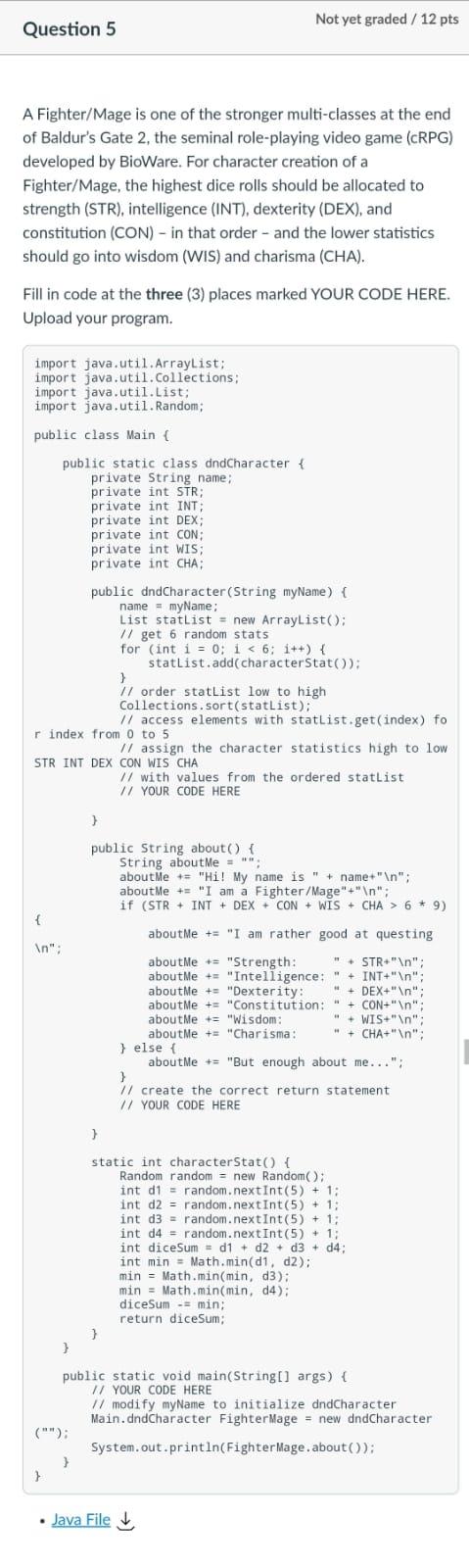 Solved Question 5 Not yet graded / 12 pts A Fighter/Mage is | Chegg.com