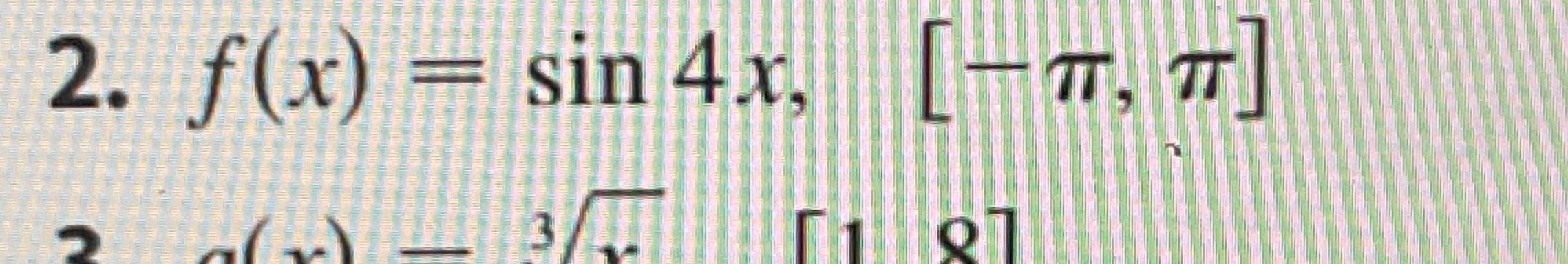 Solved f(x)=sin4x,[-π,π]find the average value of the | Chegg.com
