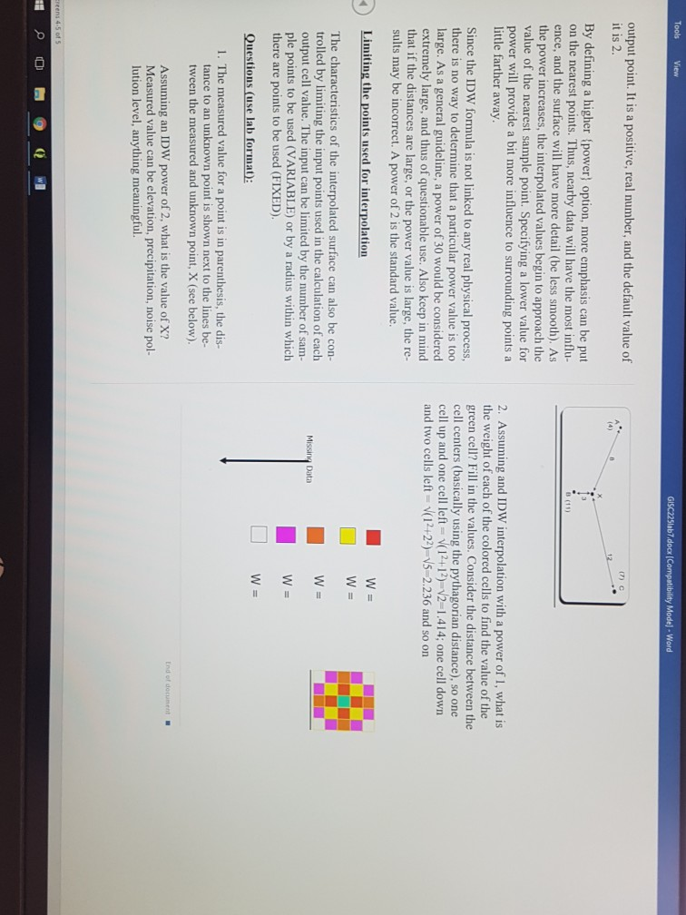 Solved Tools View GISC225lab7.docx Model- Word output point. | Chegg.com