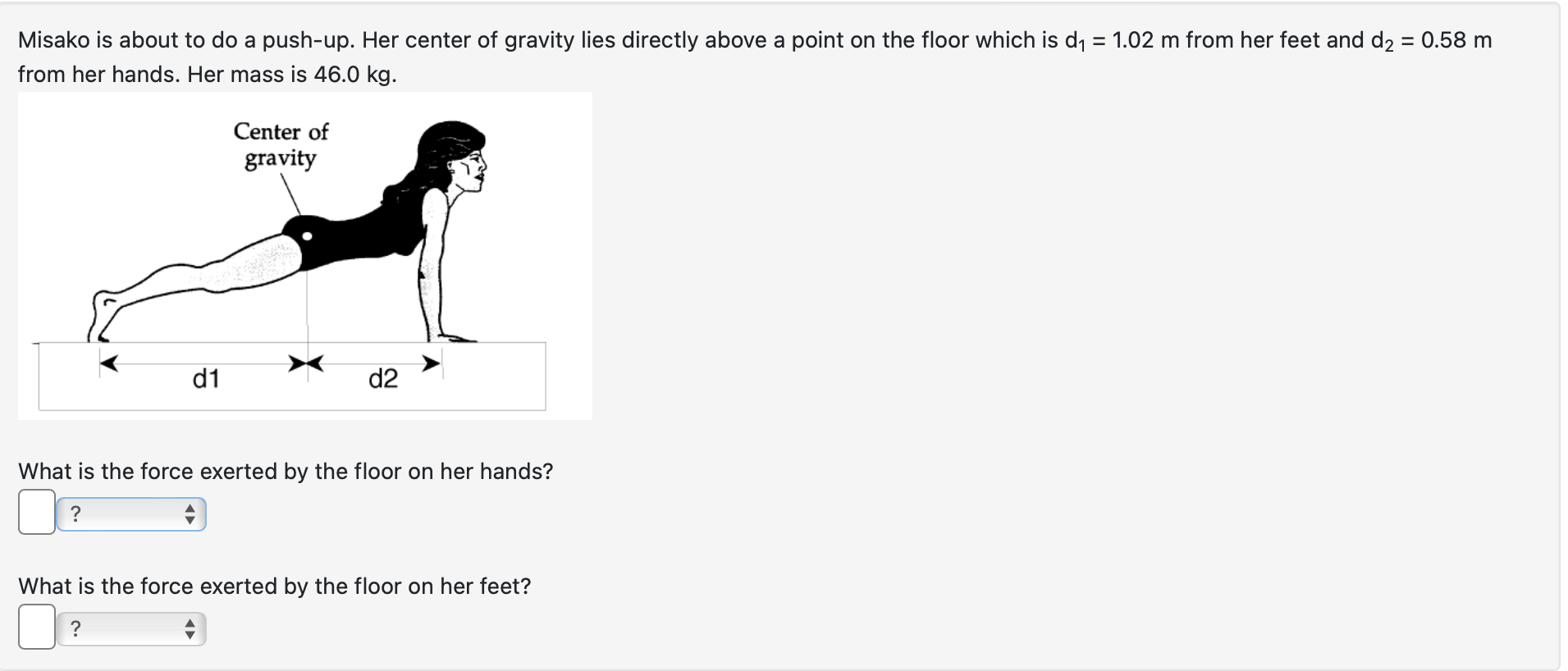 Solved Misako is about to do a push-up. ﻿Her center of | Chegg.com