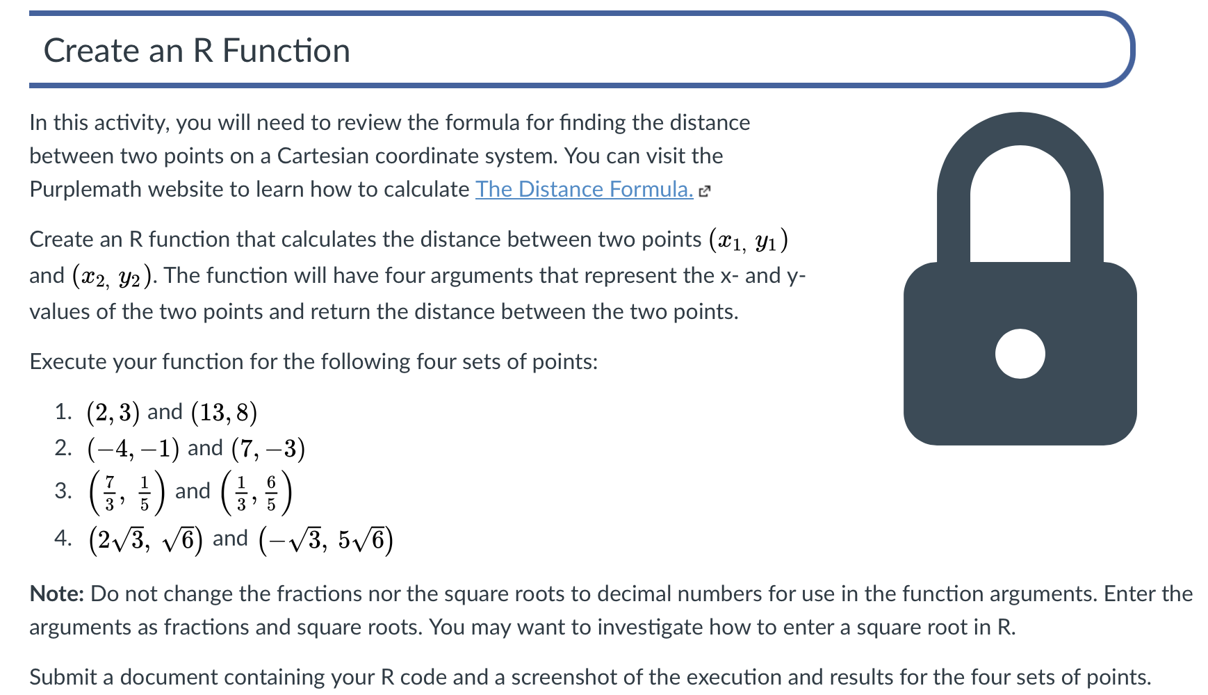 Solved Create an R Function In this activity, you will need | Chegg.com