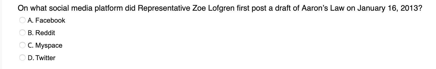 Solved On what social media platform did Representative Zoe | Chegg.com