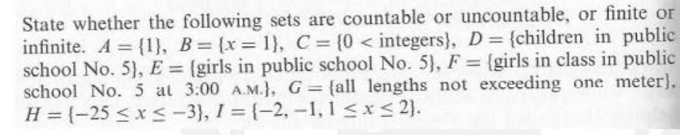 Solved = State whether the following sets are countable or | Chegg.com
