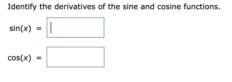Solved Identify the derivatives of the sine and cosine | Chegg.com
