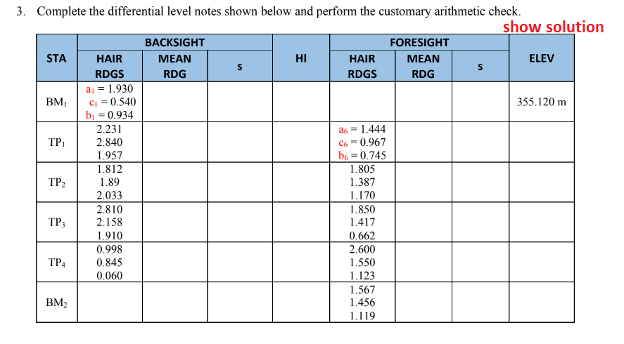 Solved S S = 3. Complete the differential level notes shown | Chegg.com