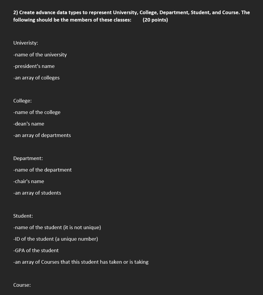 Solved following should be the members of these classes: (20 | Chegg.com
