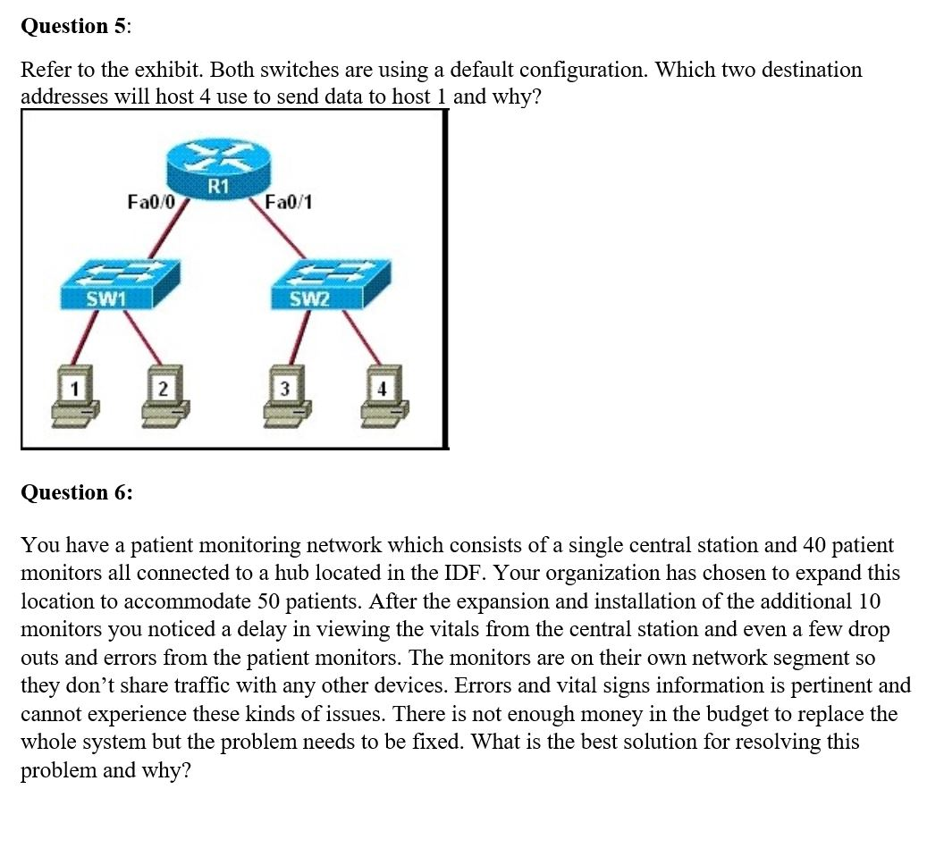 Question 5 Refer To The Exhibit Both Switches Are