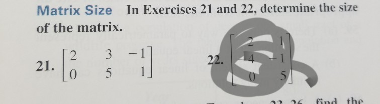 Solved Matrix Size In Exercises 21 and 22, determine the | Chegg.com