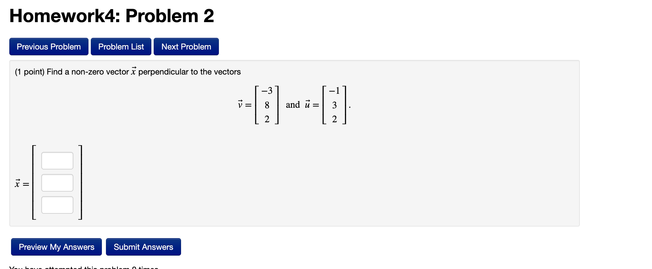 Solved Homework4 Problem 2 Previous Problem Problem List 