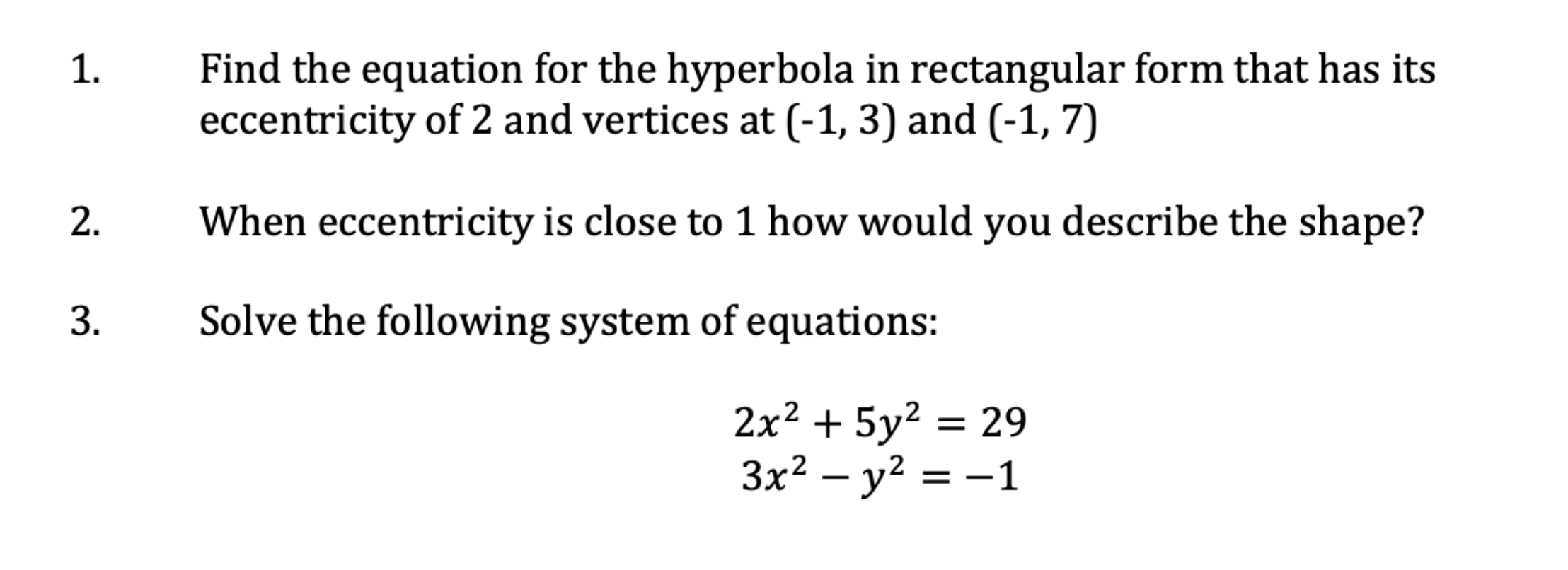Solved 1. Find the equation for the hyperbola in rectangular | Chegg.com