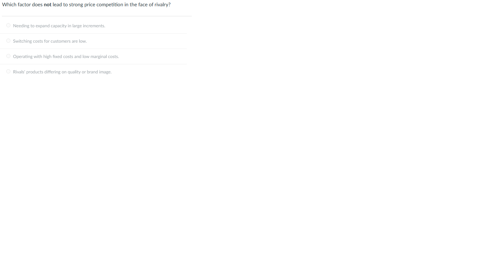Solved Which factor does not lead to strong price | Chegg.com