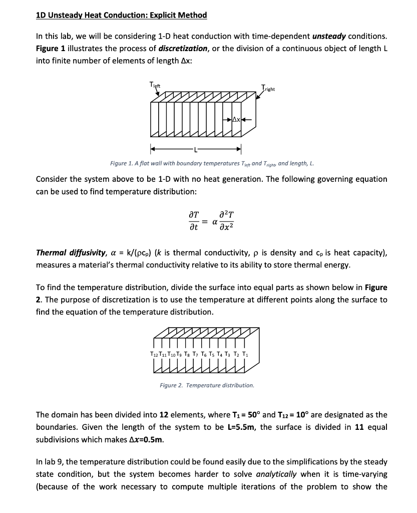 Solved 1D Unsteady Heat Conduction: Explicit Method In this | Chegg.com