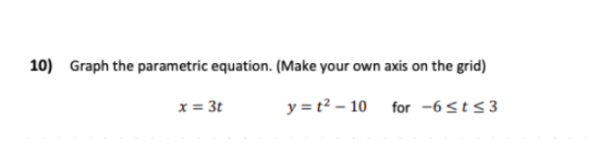 Solved 10) Graph the parametric equation. (Make your own | Chegg.com