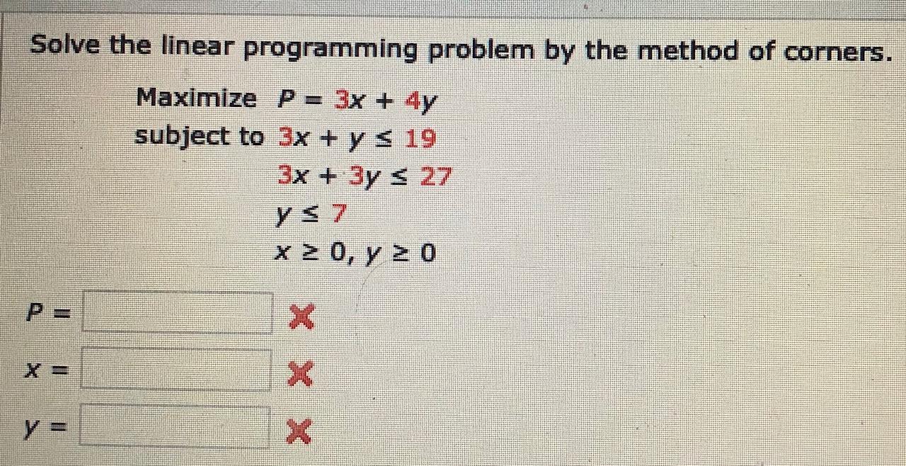 Solved Solve The Linear Programming Problem By The Method Of