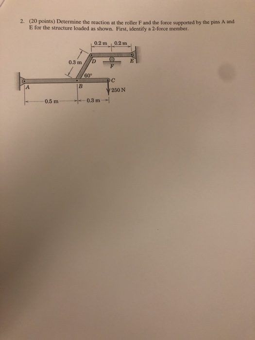 Solved 2 20 Points Determine The Reaction At The Roller F