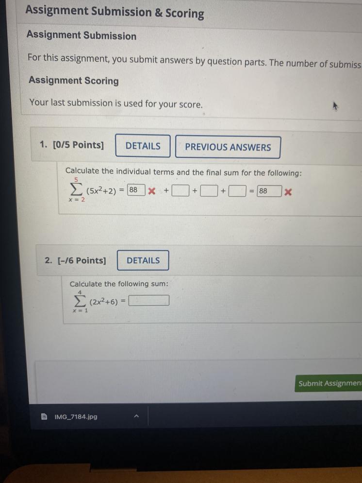 Solved Assignment Submission \& Scoring Assignment | Chegg.com
