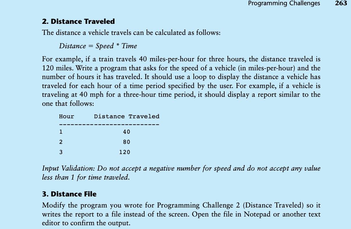 Solved Programming Challenges 263 2. Distance Traveled The | Chegg.com
