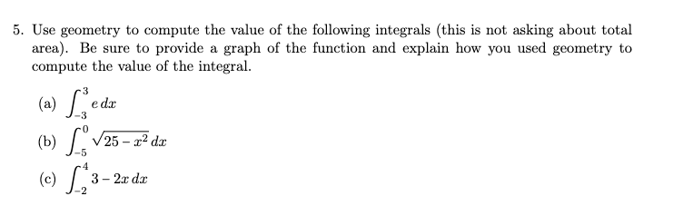 Solved 5. Use geometry to compute the value of the following | Chegg.com