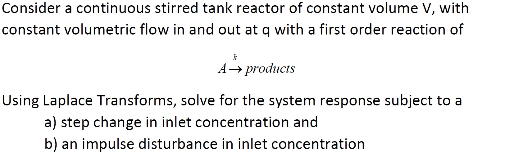 Consider a continuous stirred tank reactor of | Chegg.com