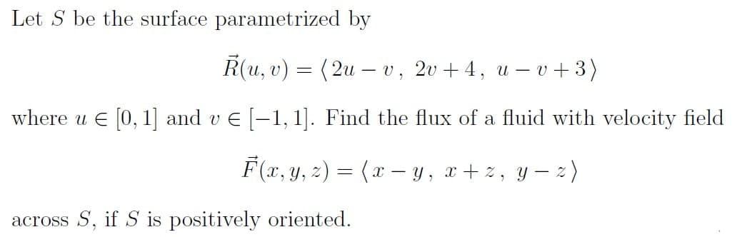 Solved Let S be the surface parametrized by R(u, v) = (2u – | Chegg.com
