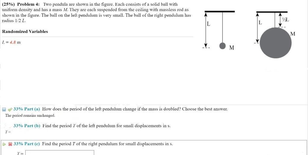 Solved (25\%) Problem 4: Two pendula are shown in the | Chegg.com