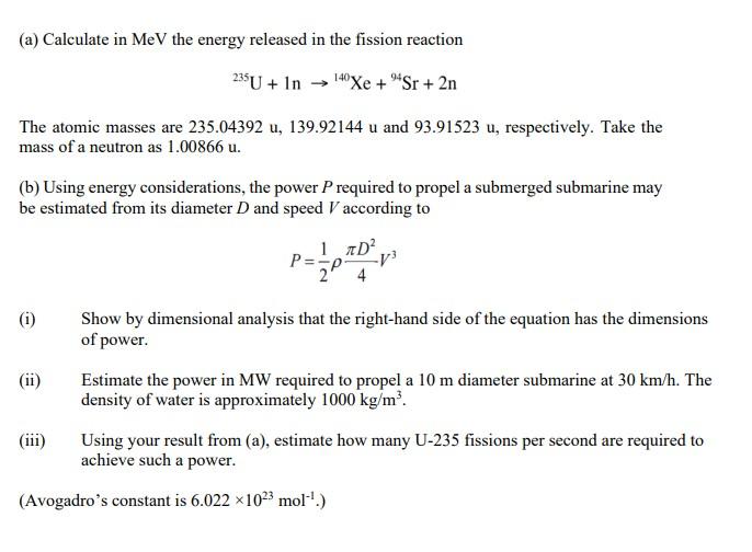 Solved (a) Calculate in MeV the energy released in the | Chegg.com