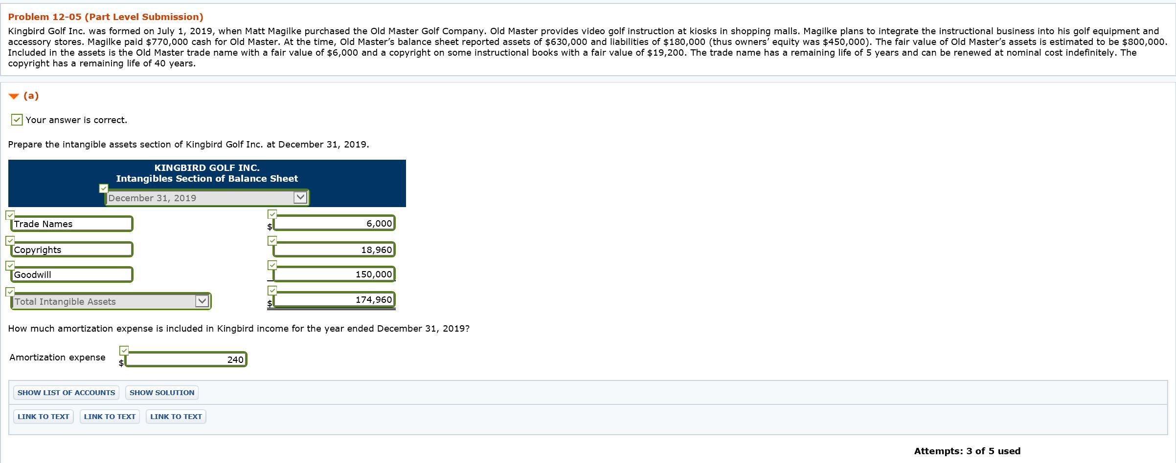 Solved Problem 12-05 (Part Level Submission) Kingbird Golf | Chegg.com