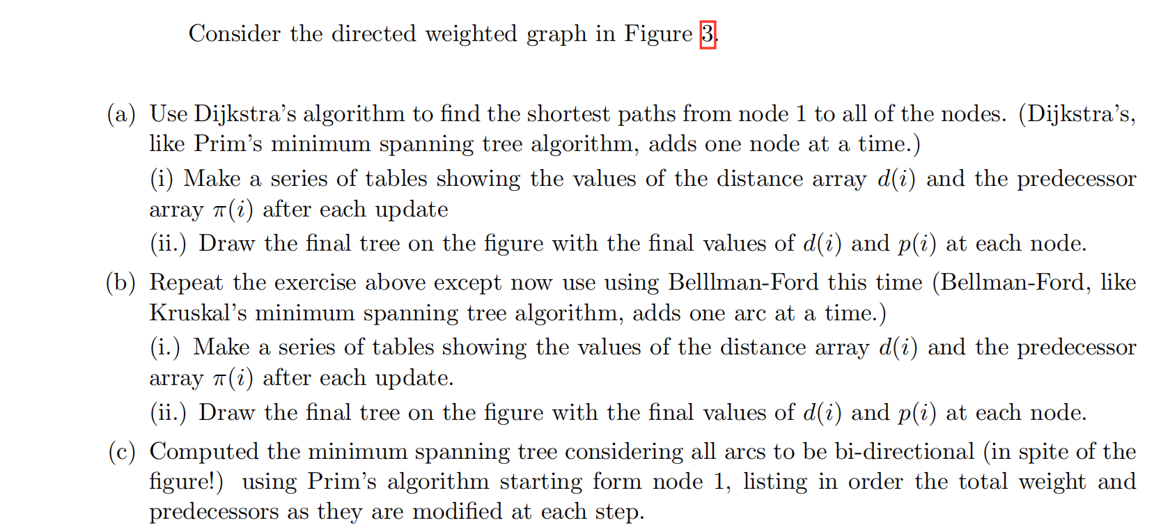 Solved Consider the directed weighted graph in Figure 3. (a) | Chegg.com