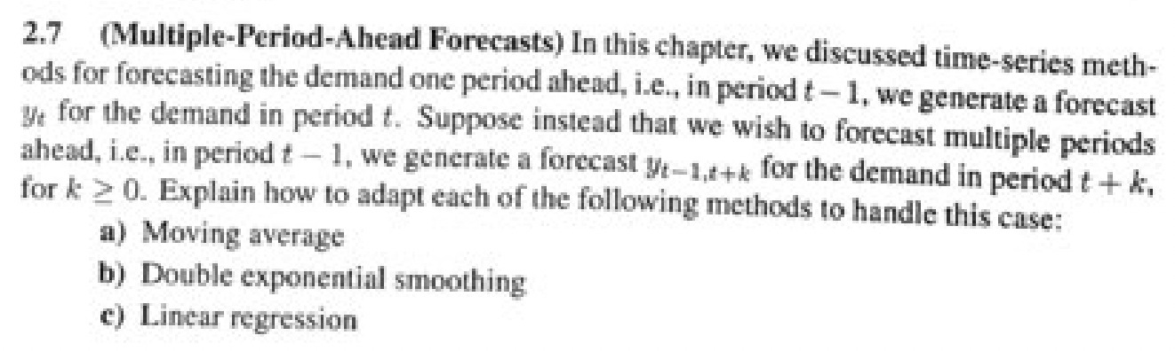 Solved 2.7 (Multiple-Period-Ahead Forecasts) In this | Chegg.com