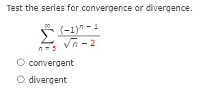 Solved Test the series for convergence or divergence. \\[ | Chegg.com
