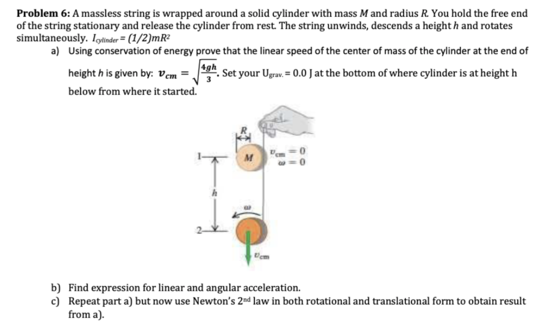 Solved Problem 6: A massless string is wrapped around a | Chegg.com