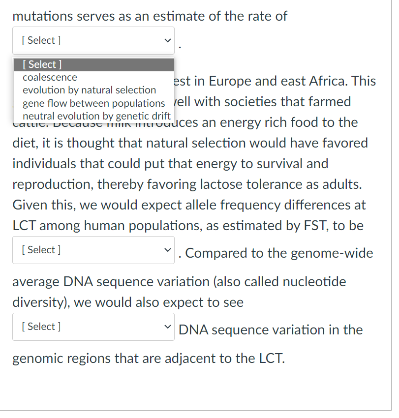 Solved Case Study - Lactase persistence in Humans One | Chegg.com