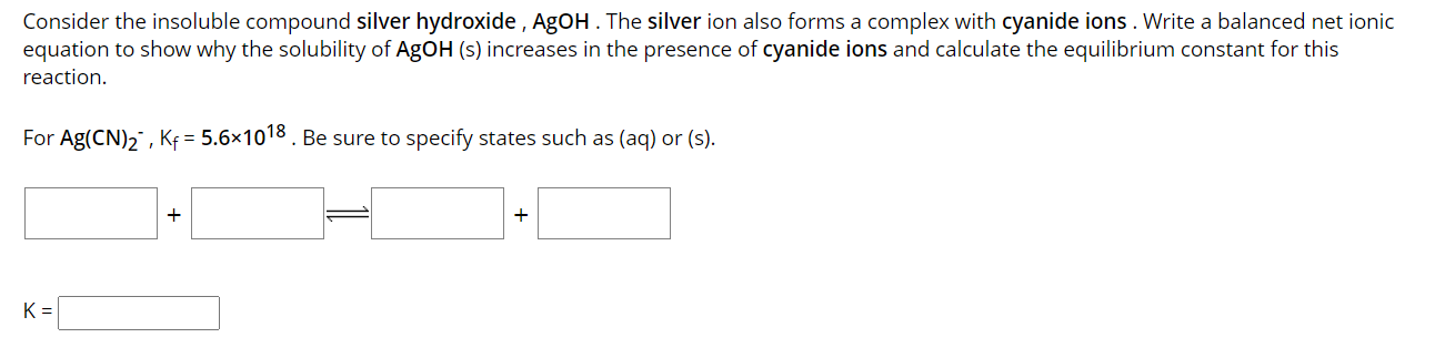 Solved Consider the insoluble compound silver hydroxide, | Chegg.com