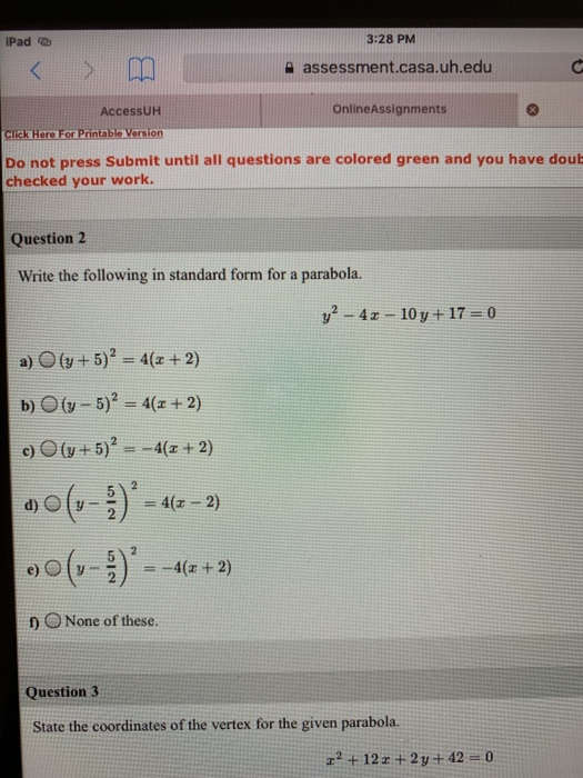 Solved Pad 3:28 PM assessment.casa.uh.edu AccessuH | Chegg.com