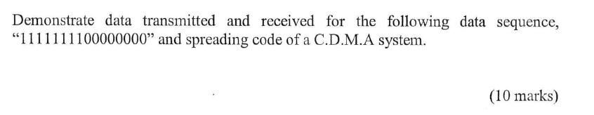 Solved Demonstrate data transmitted and received for the | Chegg.com