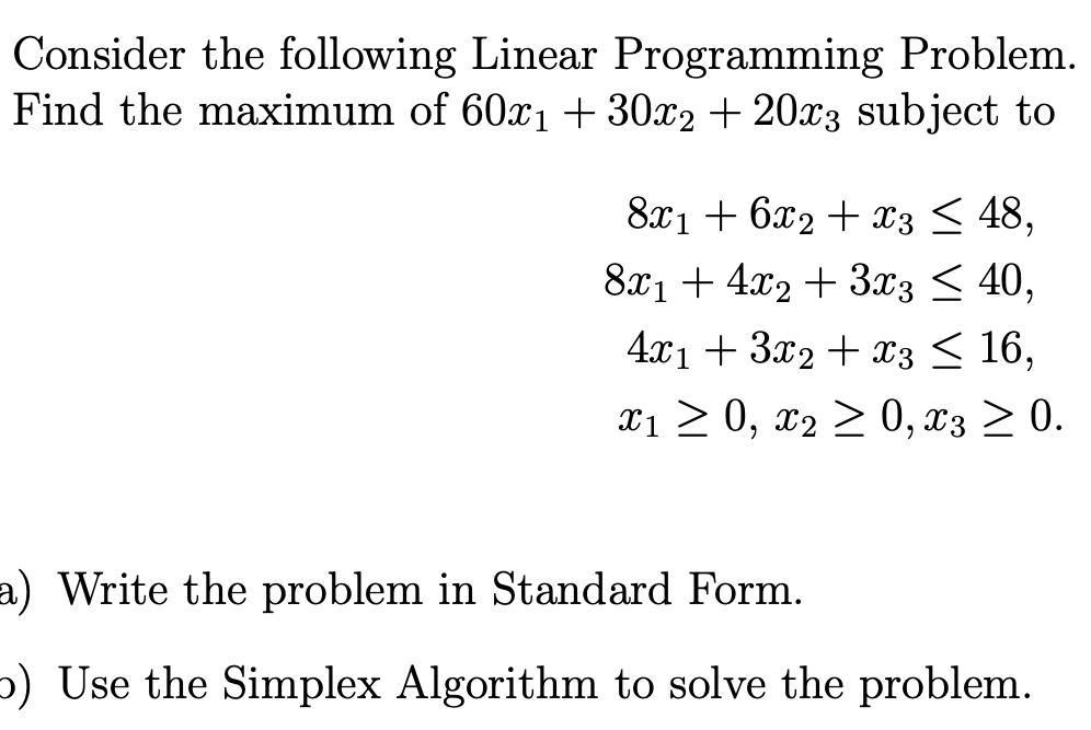 Solved Consider the following Linear Programming Problem. | Chegg.com
