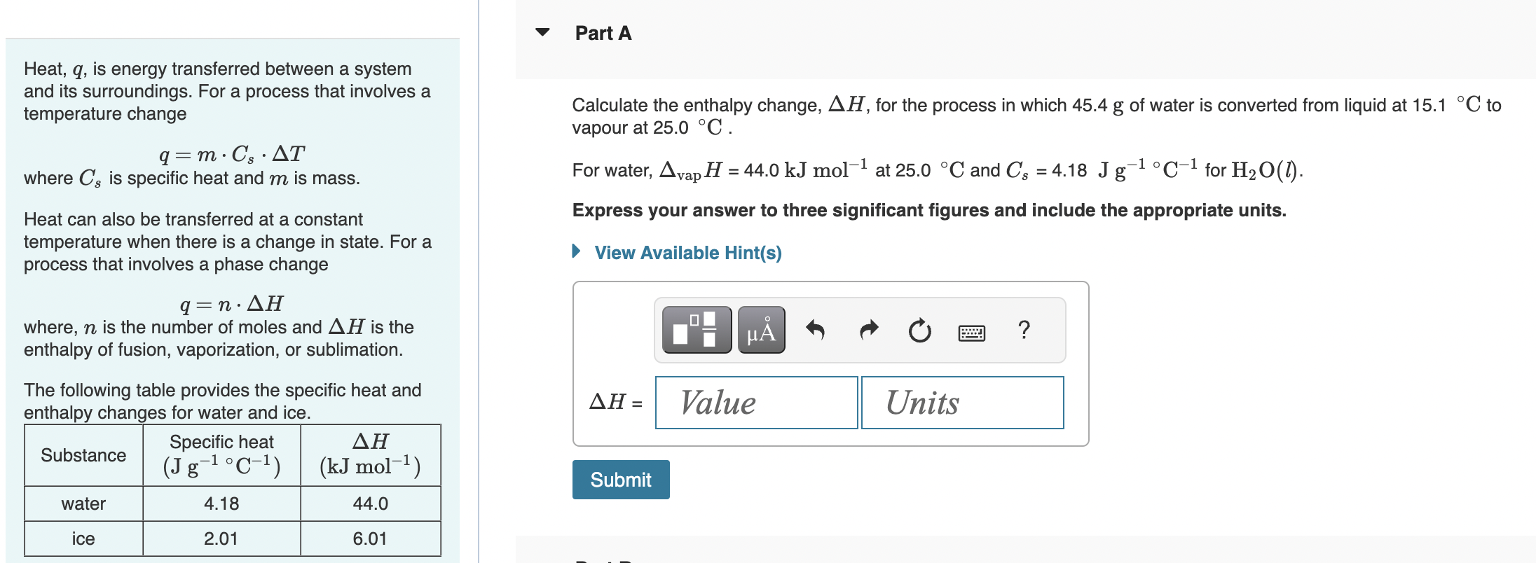 Solved Heat, q, is energy transferred between a system and | Chegg.com