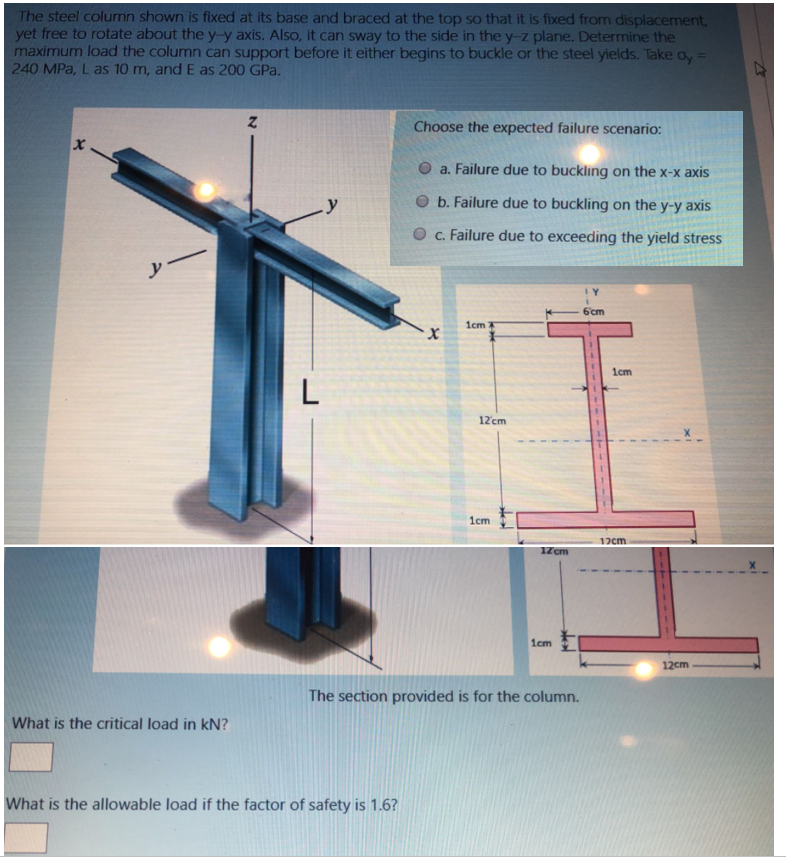 Solved The steel column shown is fixed at its base and | Chegg.com