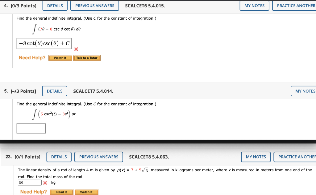 Solved 4. [0/3 Points] DETAILS PREVIOUS ANSWERS SCALCET6 | Chegg.com