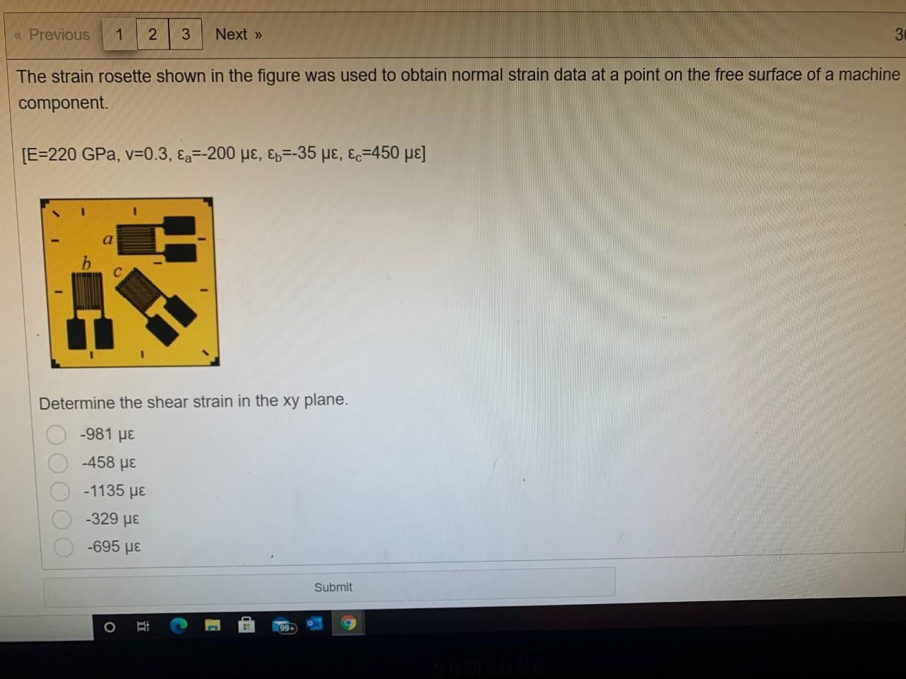 Solved The strain rosette shown in the figure was used to | Chegg.com