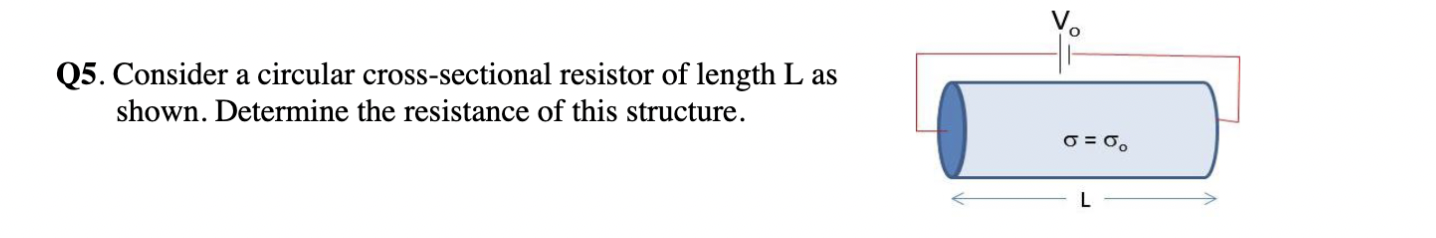 Solved Q5. ﻿Consider a circular cross-sectional resistor of | Chegg.com