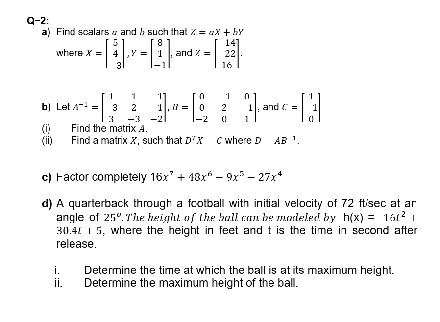 Solved a) Find scalars a and b such that Z=aX+bY where | Chegg.com