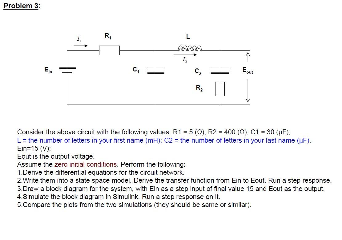Solved Problem 3: Consider the above circuit with the | Chegg.com